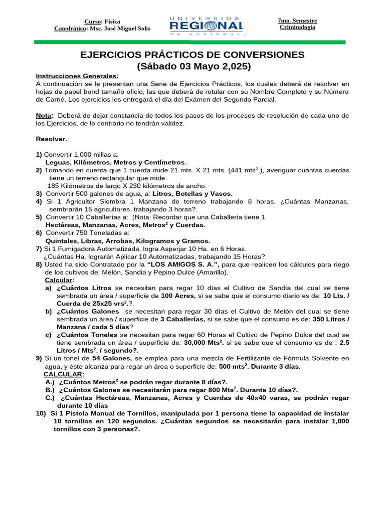 Ejercicios Prácticos de Conversiones en Física | PDF | Unidades de medida