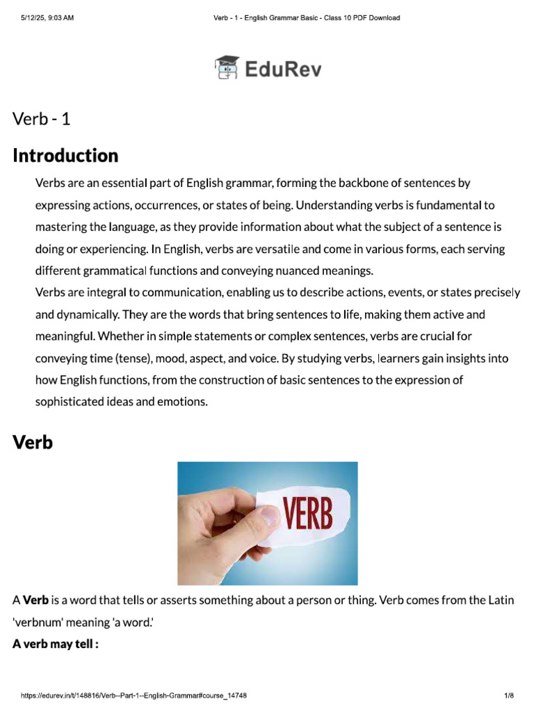 Verb 1 | PDF