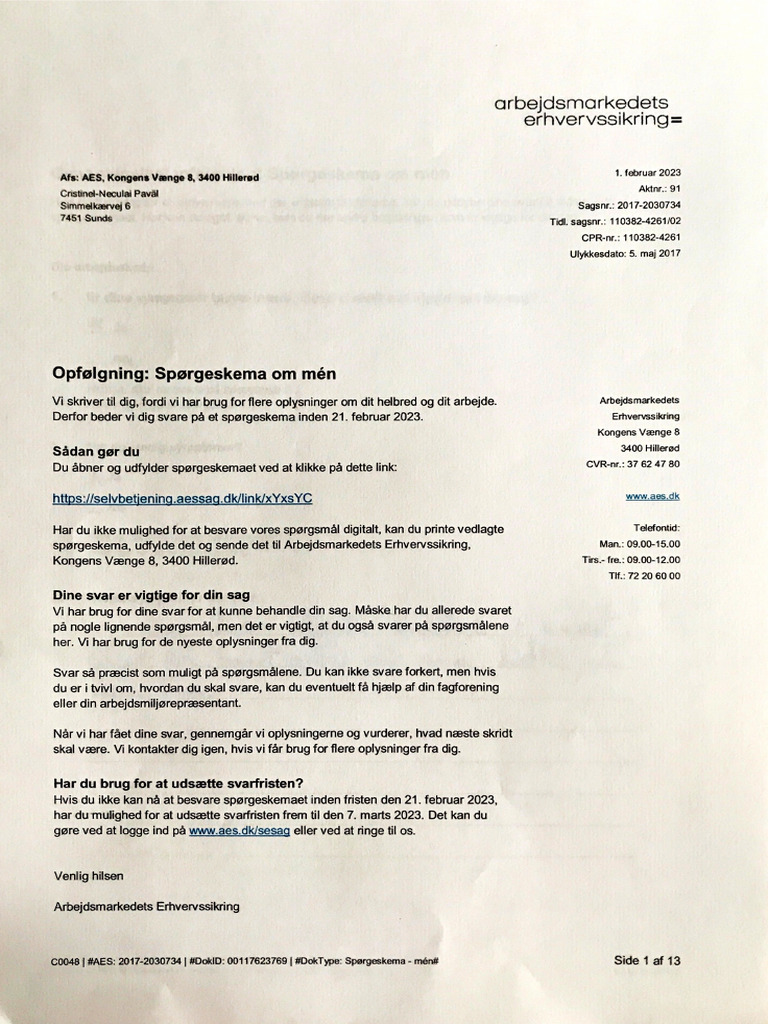 Udfyldt Skema - Anden Sag | PDF