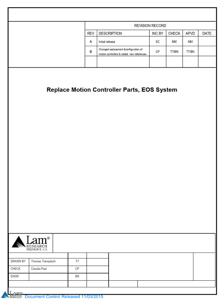 Proc, Replace Motion Contr. Parts, Eos | PDF | Personal Protective ...