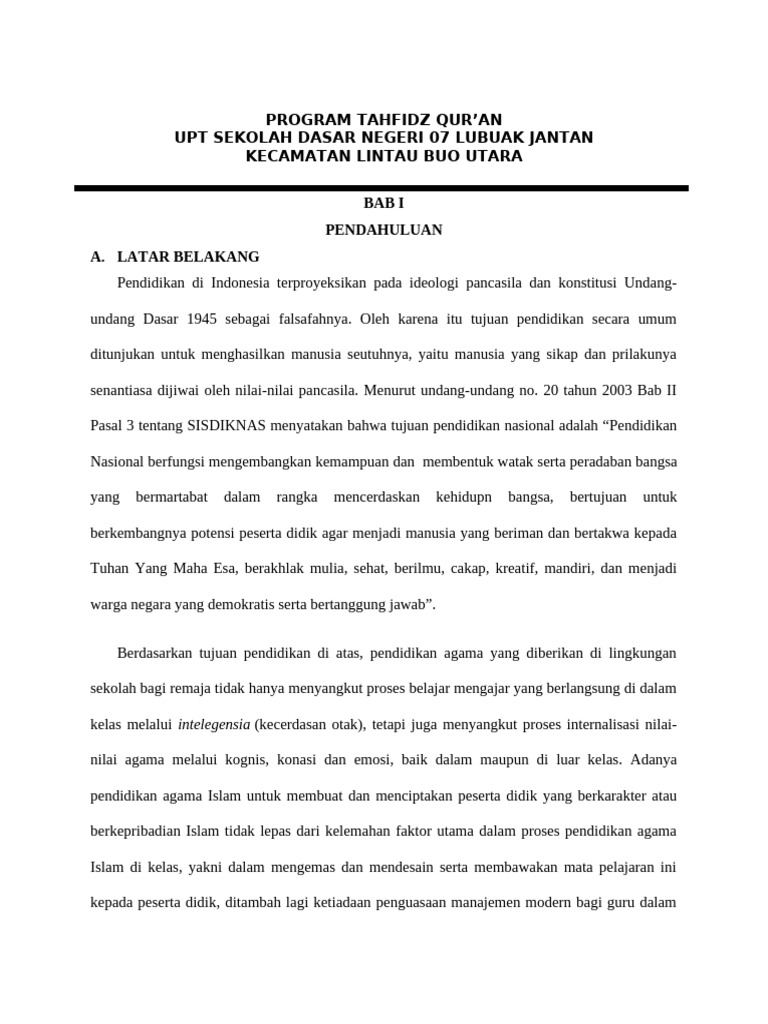 Program Tahfidz Al-Qur'an UPT SDN 07 | PDF