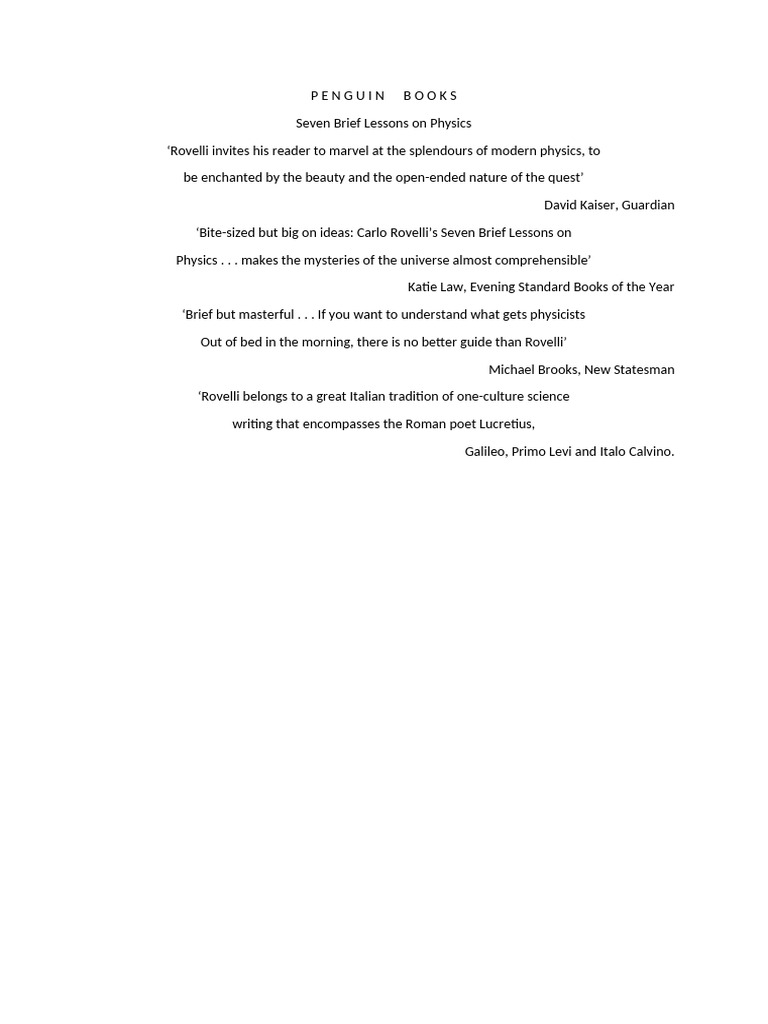 Seven Brief Lesson On PHYSICS | PDF