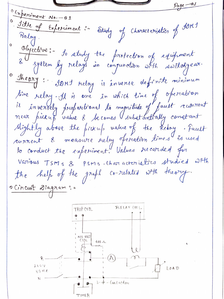 Experiment 01 Characteristics of IDMT Relay | PDF | Electronic Engineering | Electric Power ...
