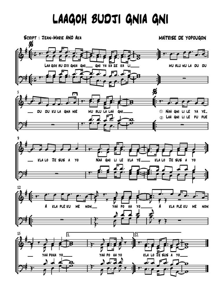 Laagoh Budji Gnia Gni - Partition Complète | PDF