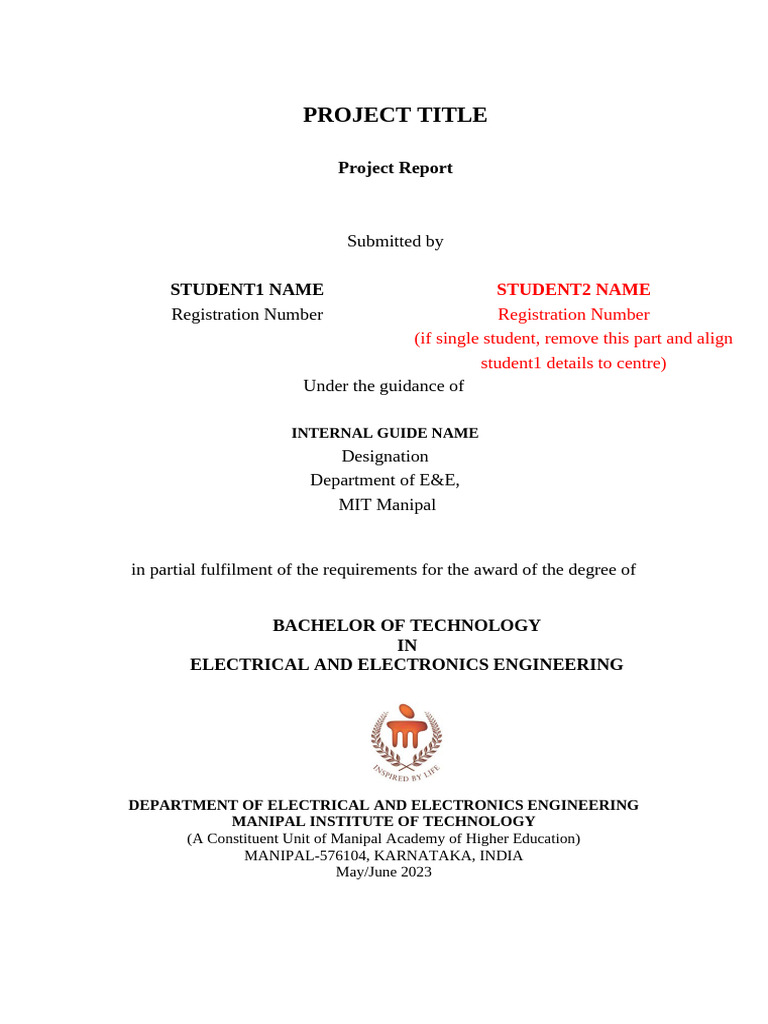 EEE Internal Project 2023 Final Report Template | PDF | Engineering | Knowledge