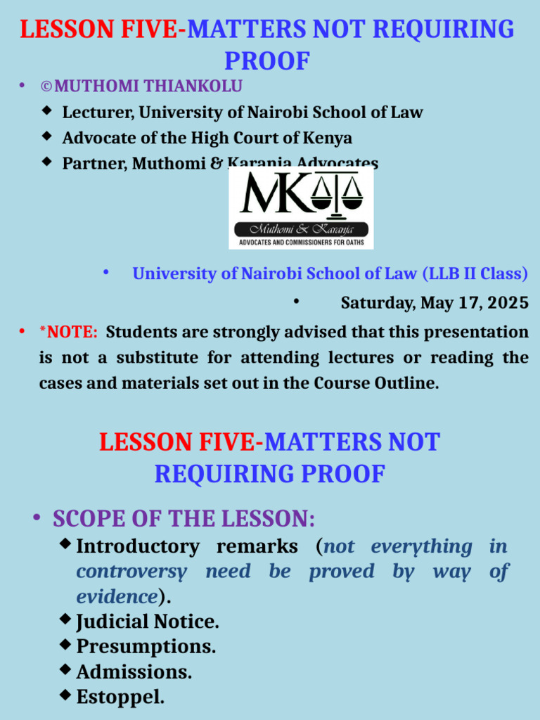 Lesson 11-Proof of Facts Otherwise Than by Evidence (1) | PDF ...