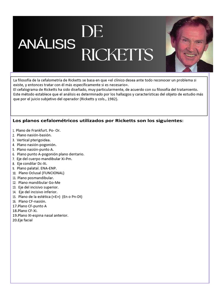 Analisis de Ricketts | PDF | Cabeza y cuello humanos | Anatomía humana