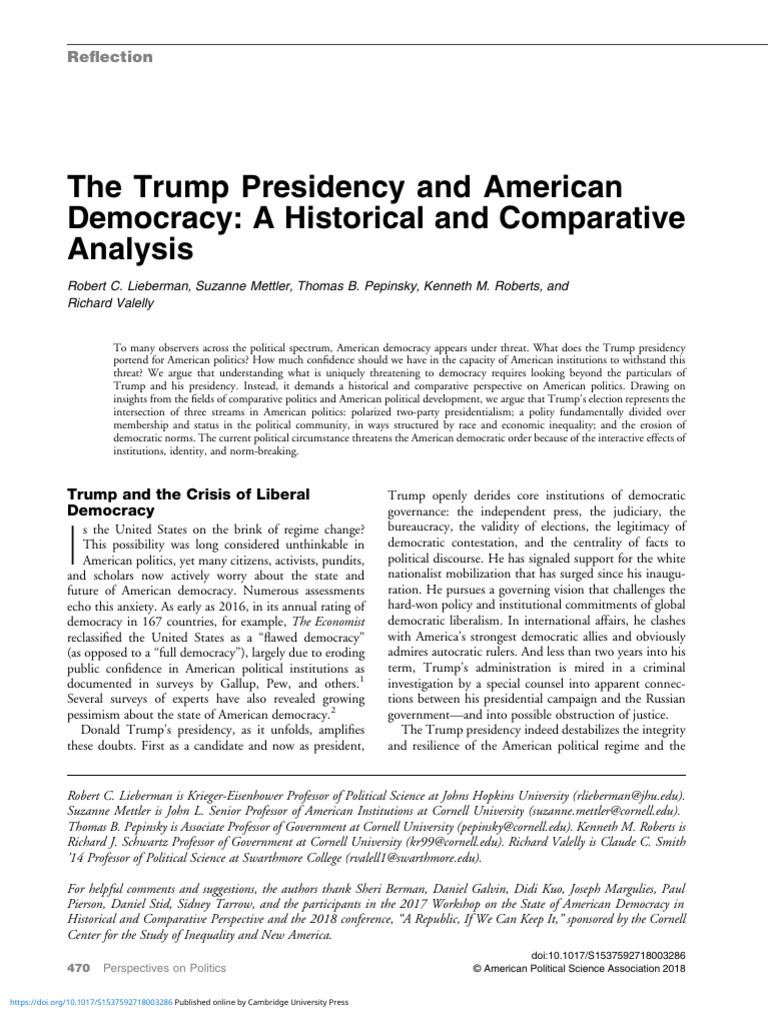 The Trump Presidency and American Democracy A Historical and ...