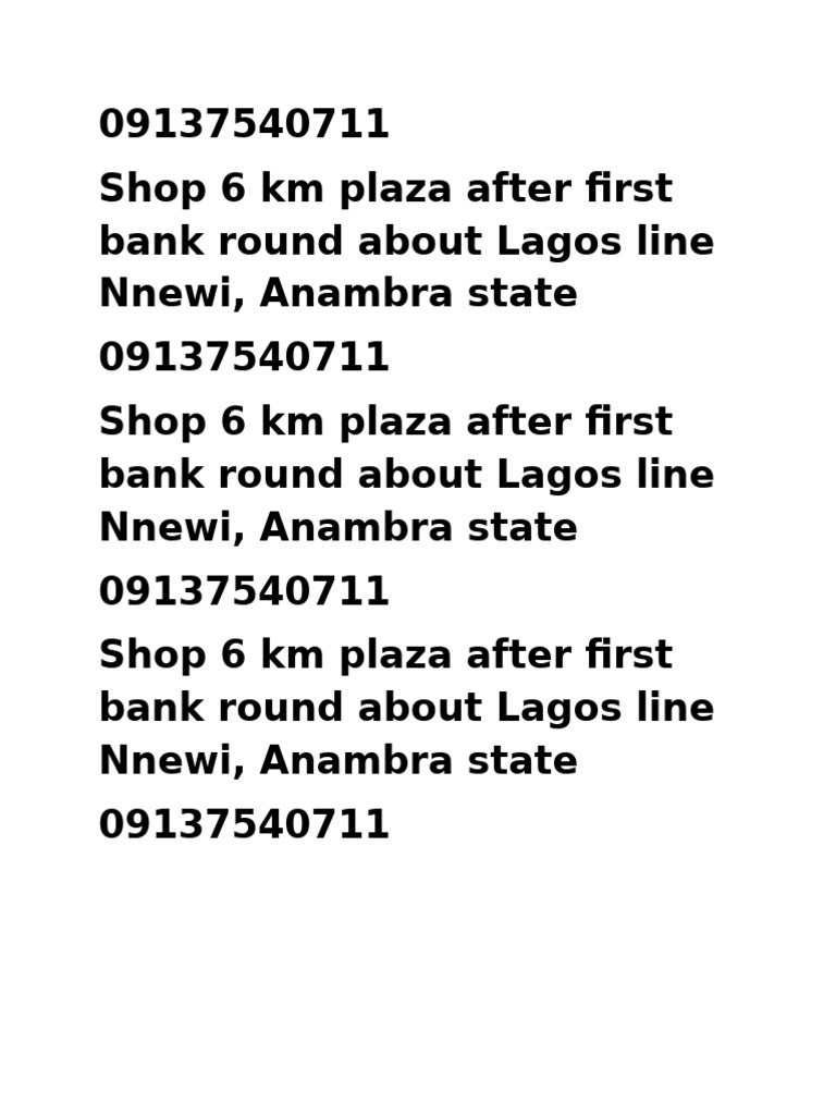 Shop Location in Nnewi, Anambra | PDF