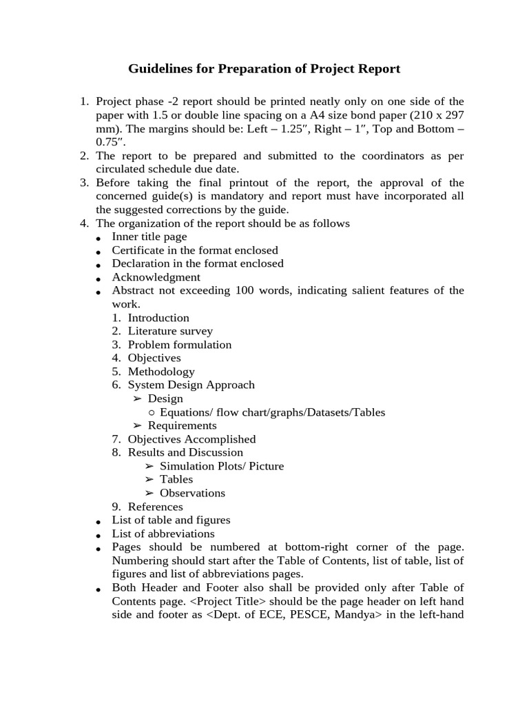 5 Guidelines For Project Report Preparation | PDF