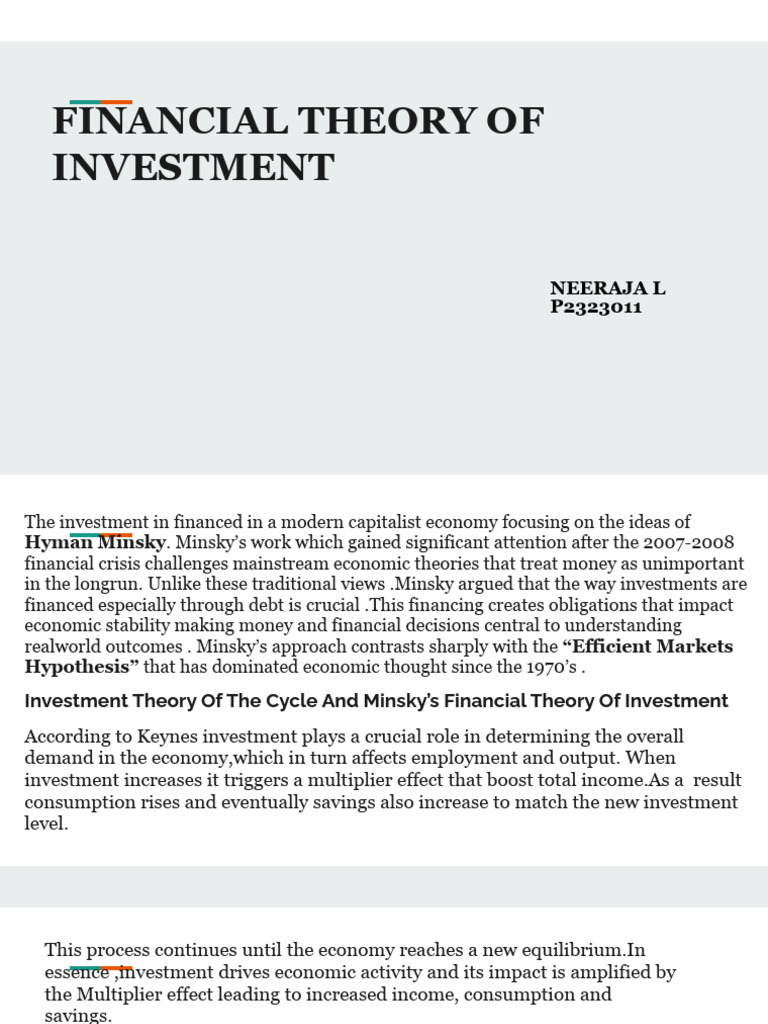 Financial Theory of Investment | PDF | Economics | John Maynard Keynes