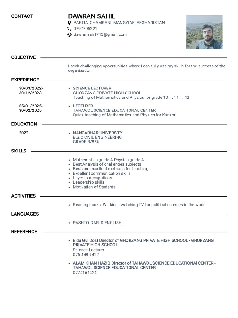 Cv for School | PDF