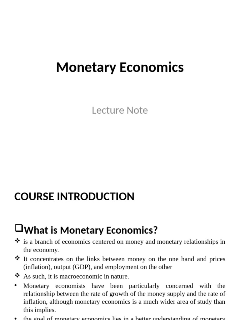 Introduction To Monetary Economics | PDF | Money | Money Supply