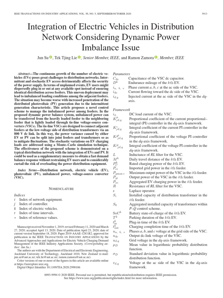 Integration of Electric Vehicles in Distribution Network Considering ...