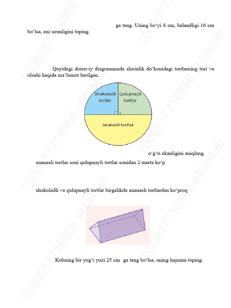 6 Sinf Matematika 4-ChSB Demo Variant | PDF