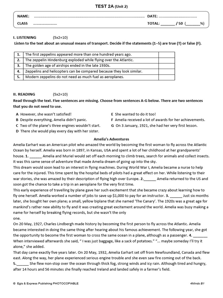 2 4minds b1 Unittest 2a v3 | PDF | Zeppelin