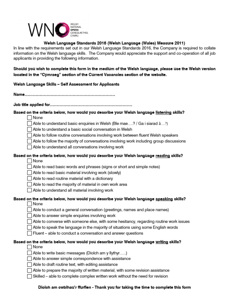 Applicant Welsh Language Monitoring Form October 2019 | PDF | Languages ...