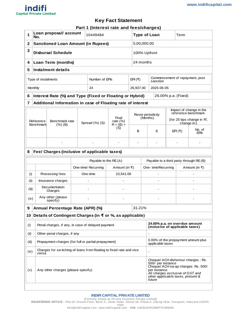 Indifi Technology Loan Proposal Details | PDF | Loans | Interest