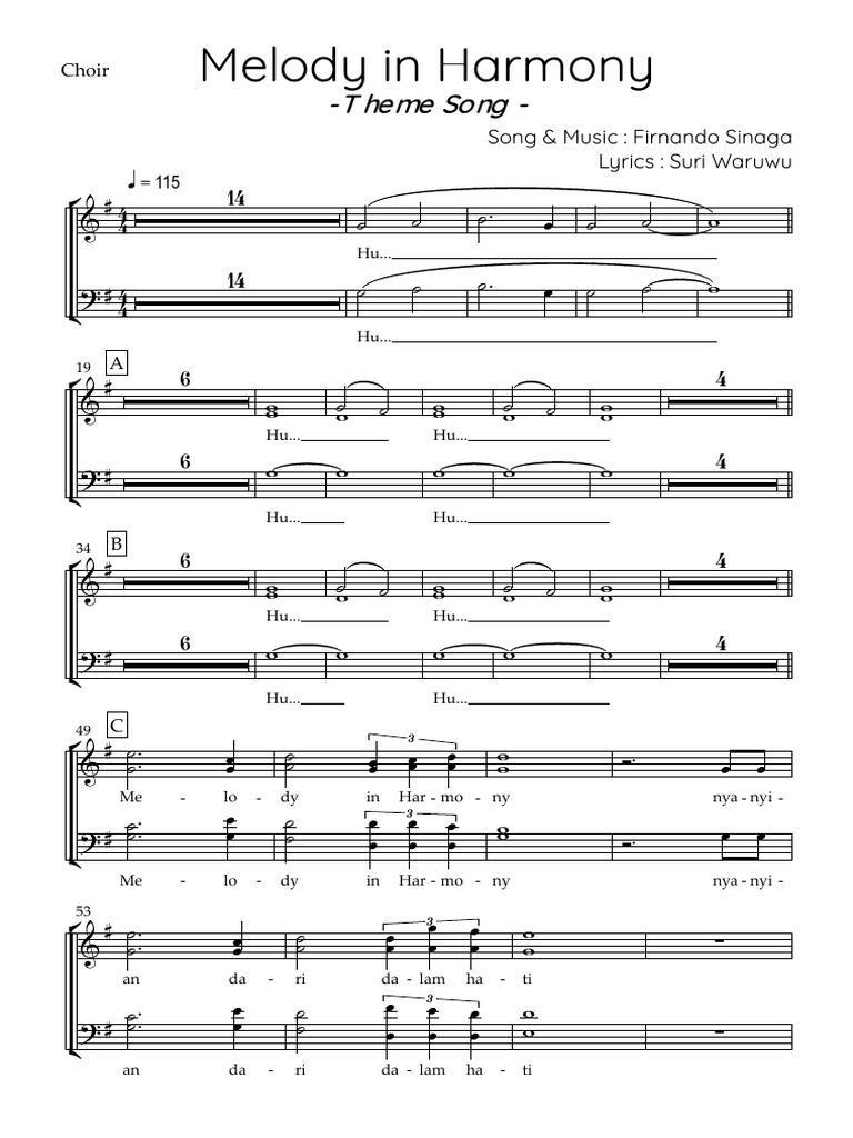 Melody in Harmony - Theme Song - Choir | PDF