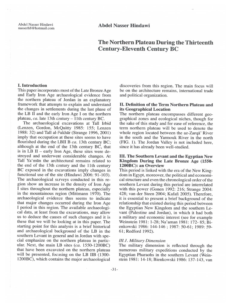 The Northern Plateau During The Thirteenth Century Eleventh Century BC ...