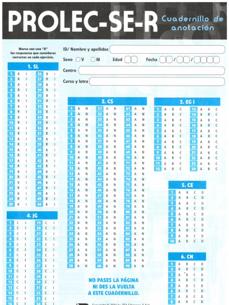 PROLEC-SE-R Cuadernillo Anotación | PDF
