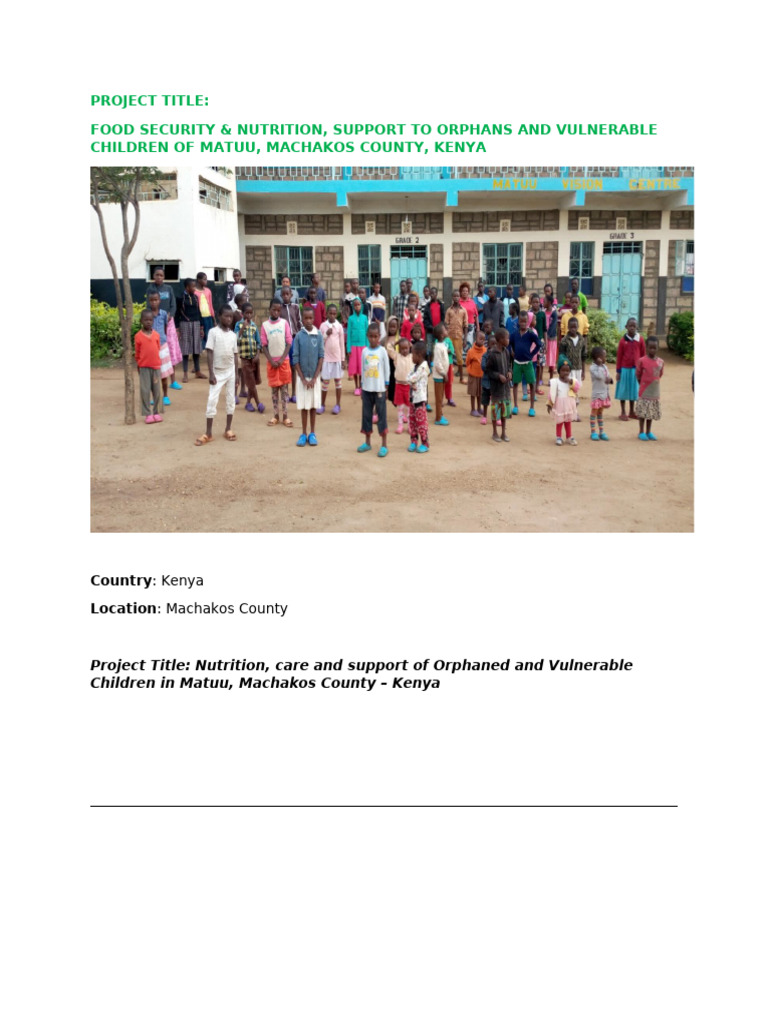 Matuu Vision Orphan Centre Proposal 20.03.25 | PDF