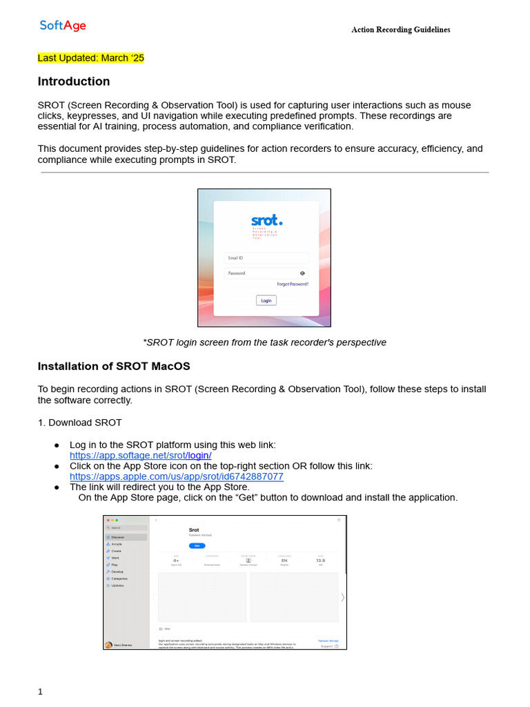 SROT Action Recording Guidelines | PDF | Mobile App | Computer File