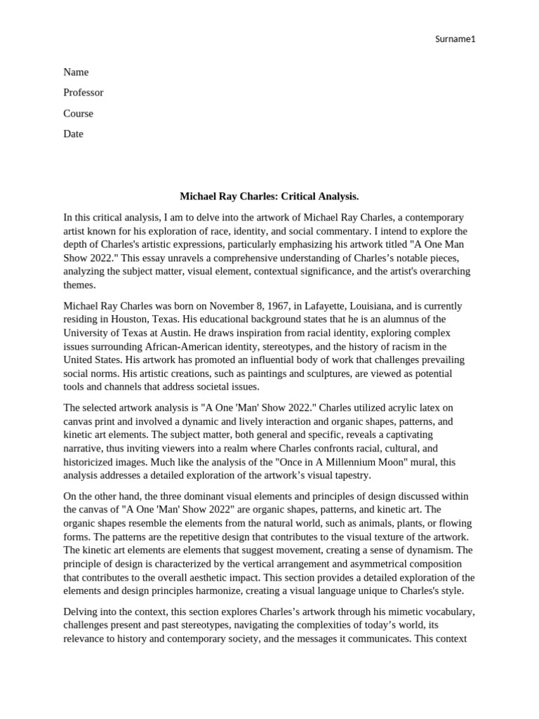 Critical Analysis - Edited | PDF | Composition (Visual Arts) | Liberal ...