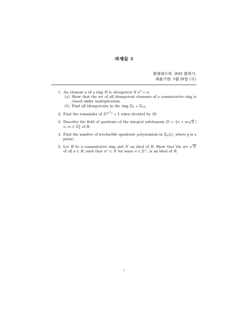 Abstract Algebra HW | PDF