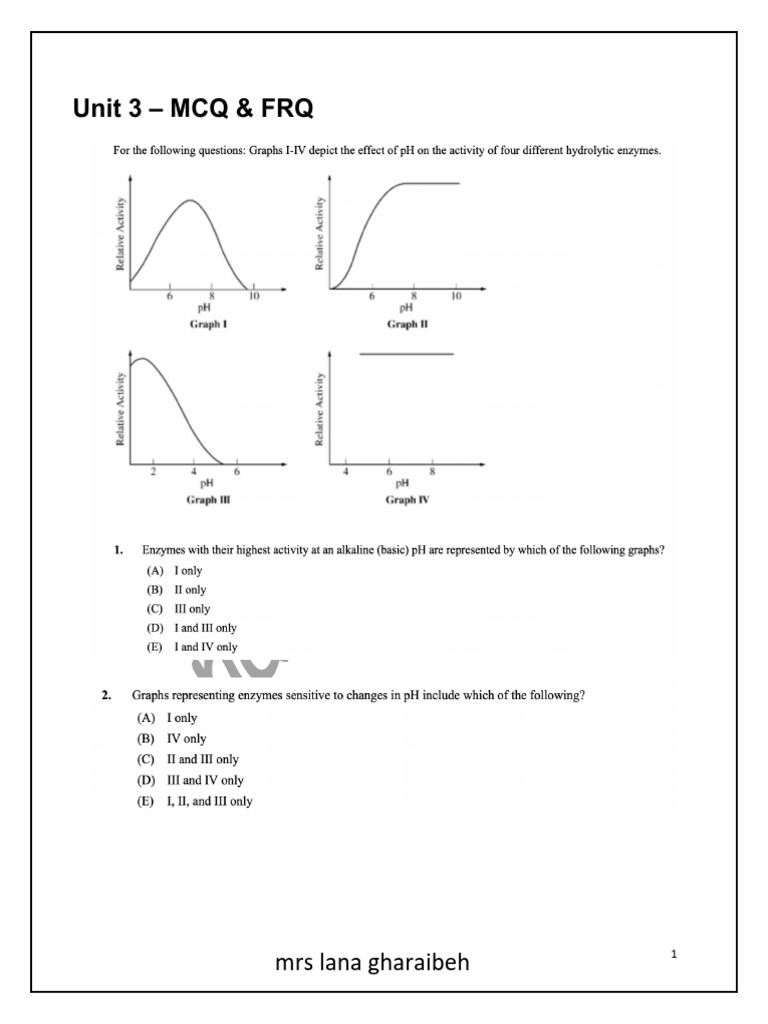 Unit 3 MCQ & FRQ Overview | PDF