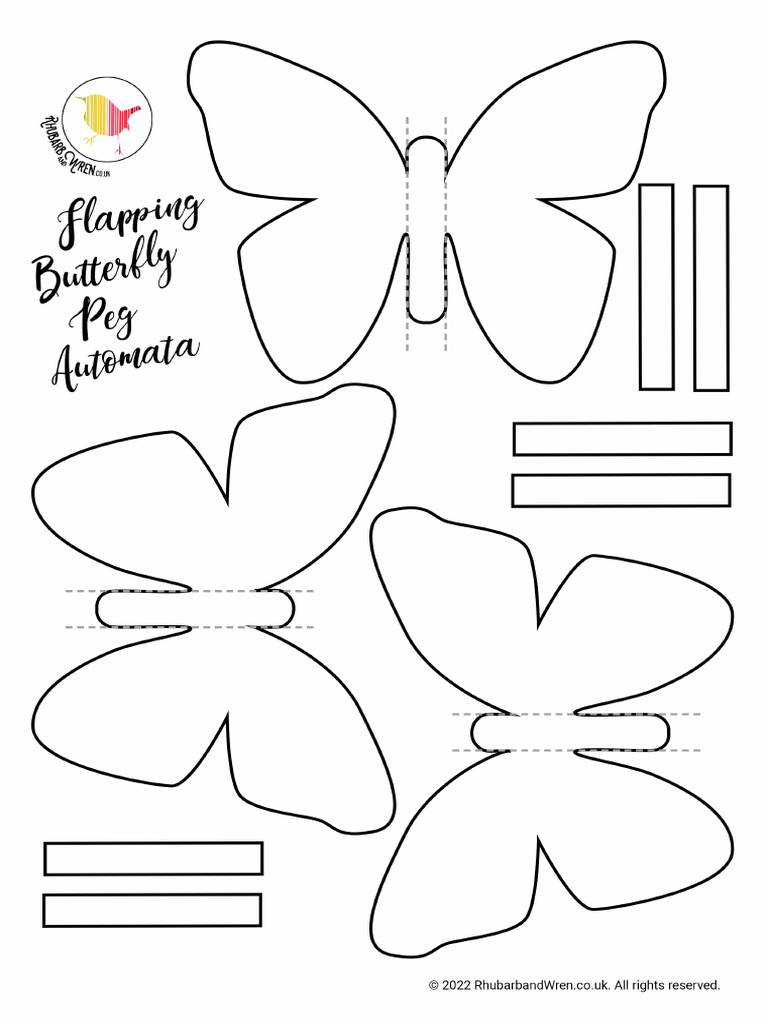 Flapping Butterfly Peg Automata Printable x3 - Rhubarb and Wren | PDF
