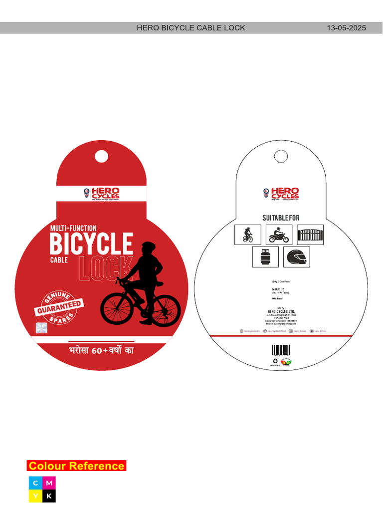 Hero Bicycle Cable Lock Packaging | PDF