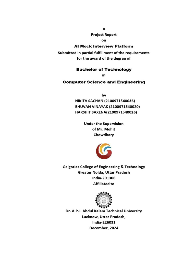 AI Mock Interview Platform Report | PDF | Artificial Intelligence ...