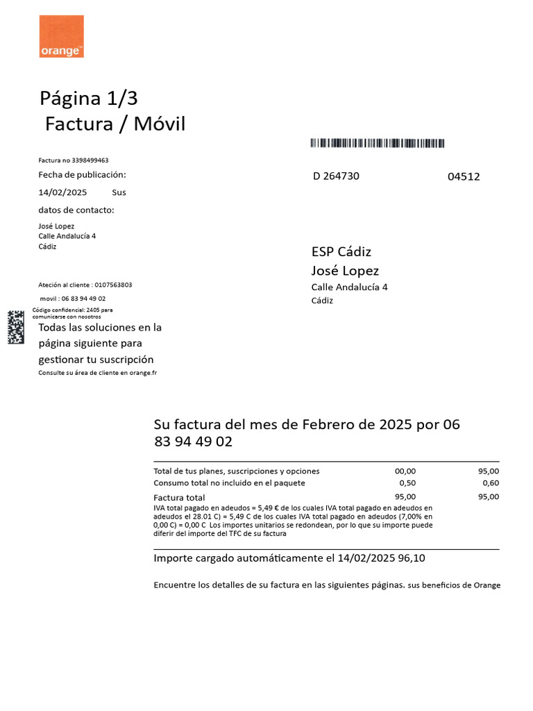 Facture Orange - Español | PDF