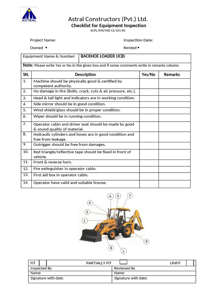 15-Equipment Inspection Checklists | PDF | Manufactured Goods | Equipment