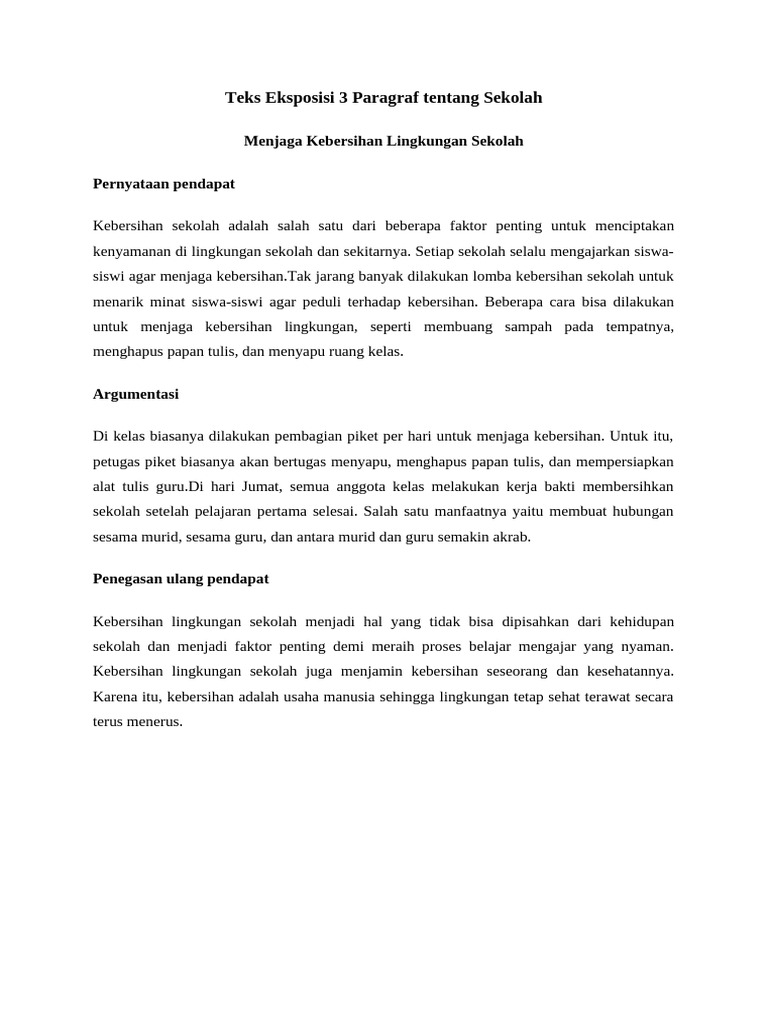 Contoh Teks Eksposisi 3 Paragraf Tentang Sekolah | PDF