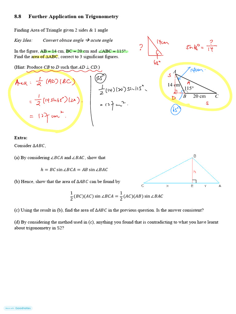 8.8 Further Application of Trigonometry | PDF | Area | Triangle