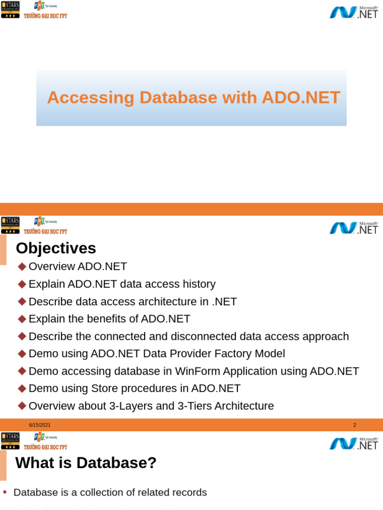 Slot 18 - 19 - 20-Accessing Database With | PDF | Databases | Active X Data Objects