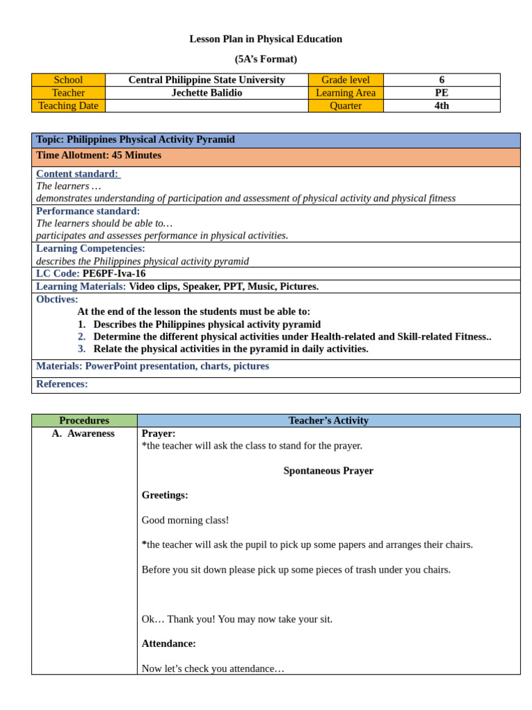 Base Activities of the Activity Pyramid | PDF | Physical Education ...
