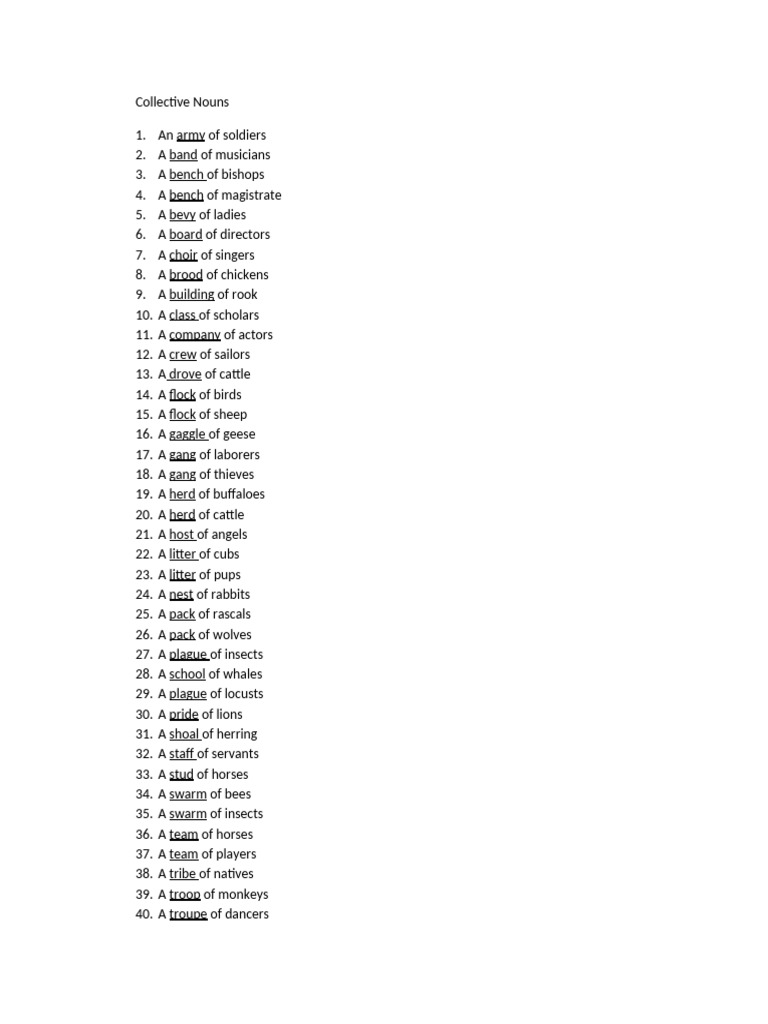 Collective Nouns Answers | PDF