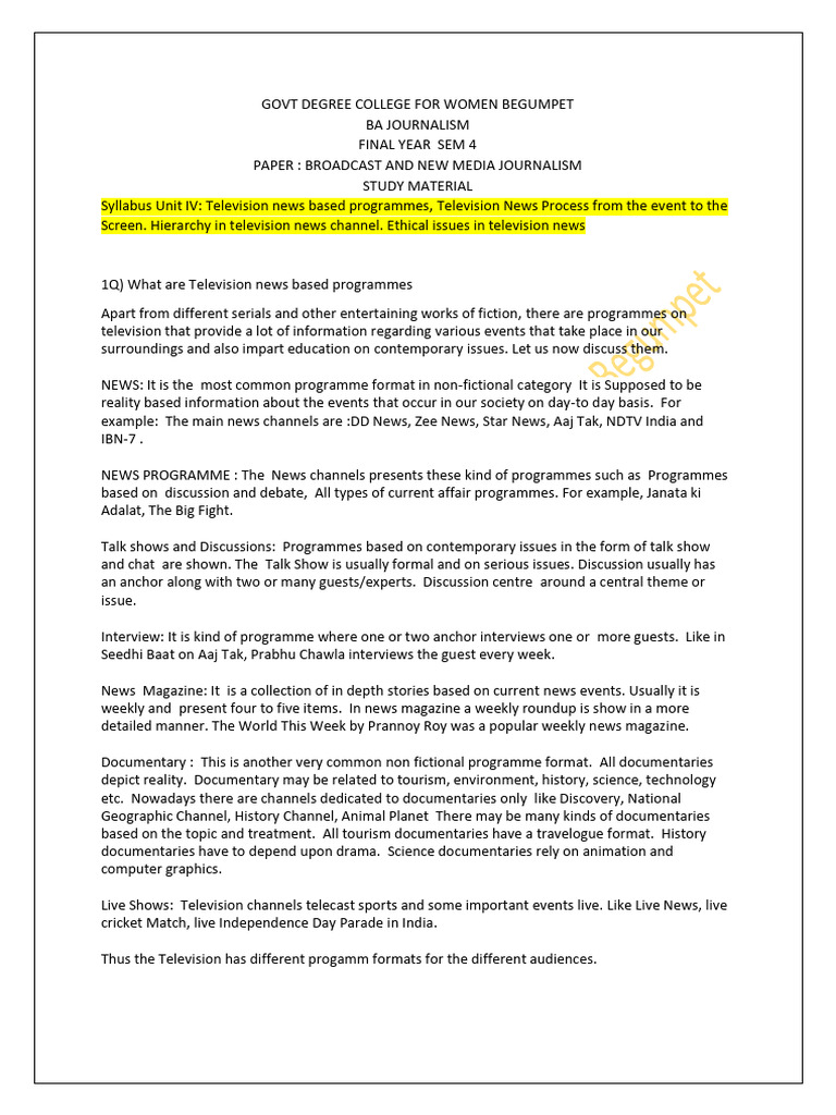 Television News Production Process | PDF | News | Television