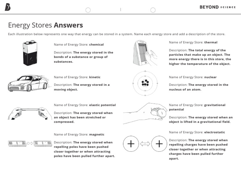 KS3 Energy Stores Worksheet Answers | PDF | Potential Energy | Physical ...