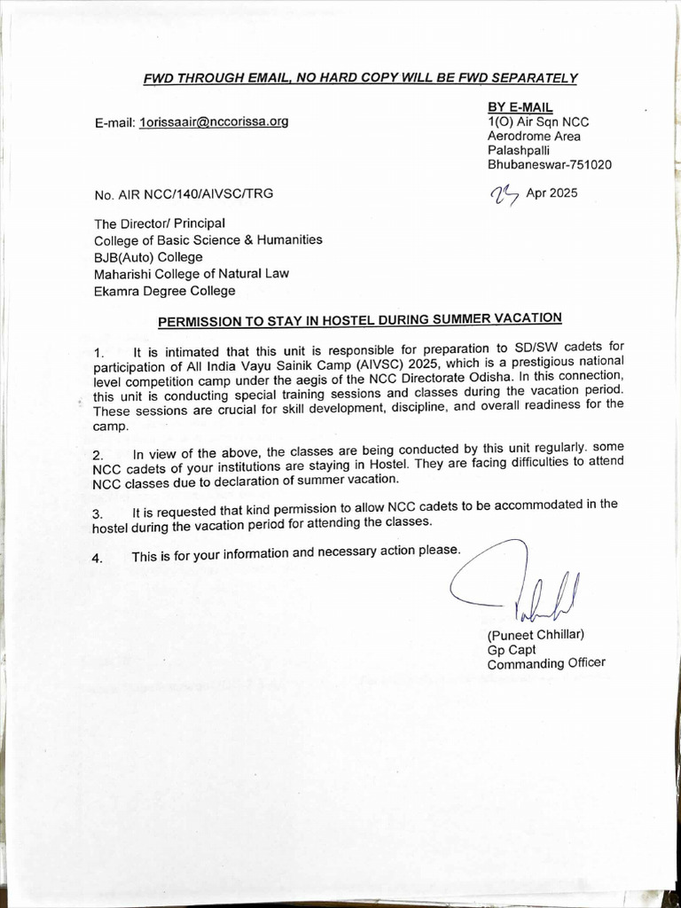 Permission To Stay in Hostel | PDF