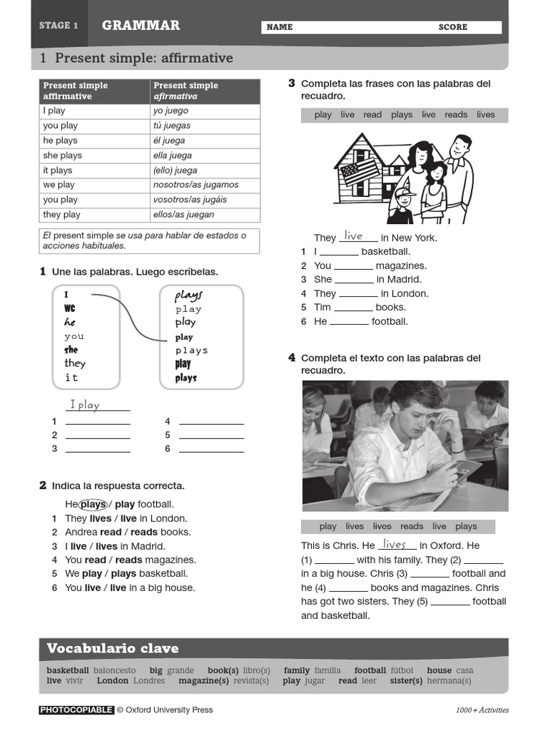 EJERCICIOS de Presente Simple | PDF | Grammatical Number