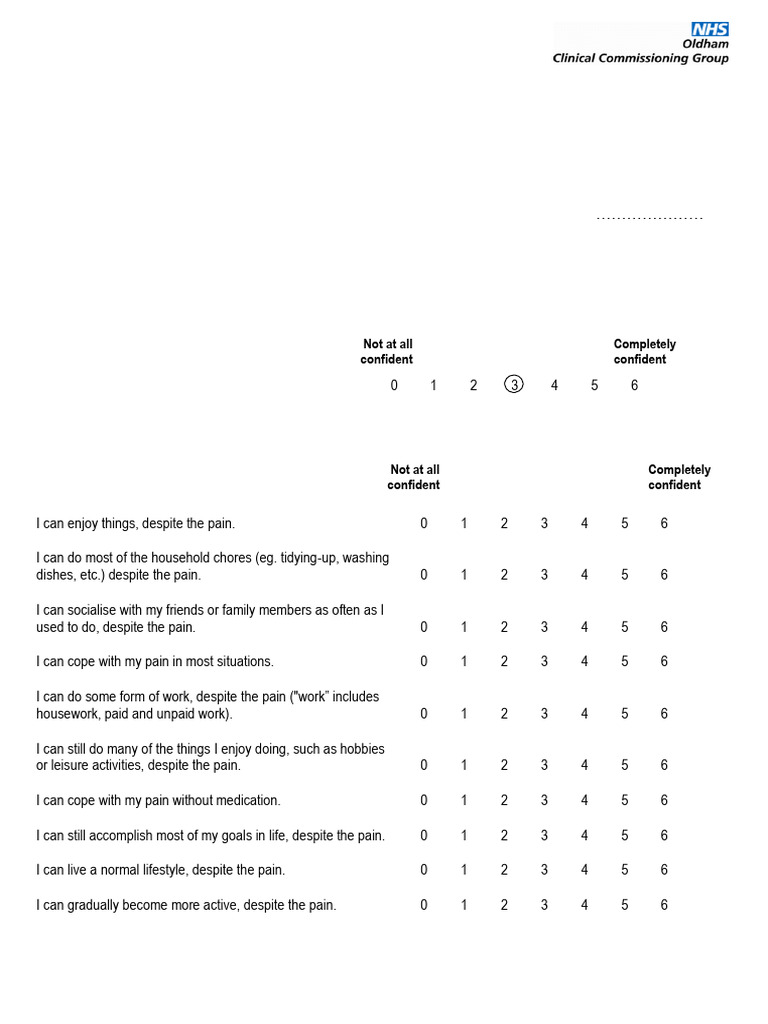 Pain-Self-Efficacy-Questionnaire [PSEQ] | PDF | Behavioural Sciences | Psychological Concepts