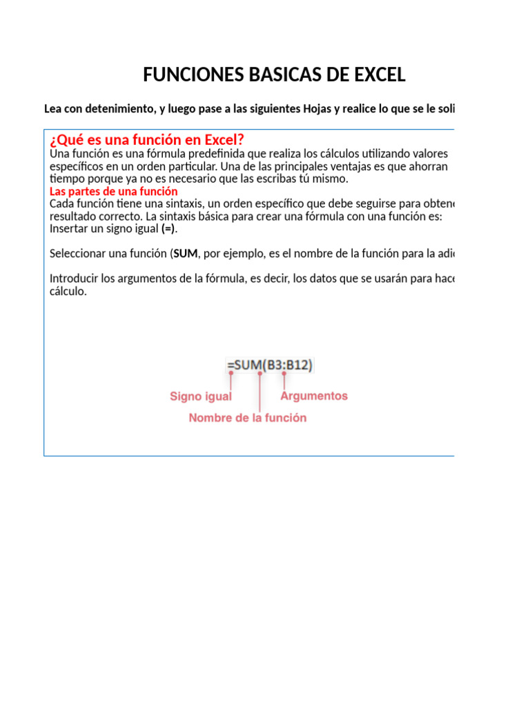 Funciones Básicas en Excel | PDF | Microsoft Excel | Ciencias de la Computación
