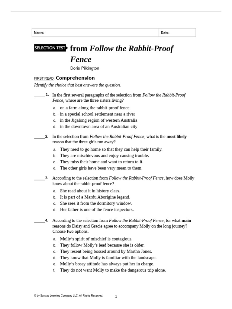 From Follow The Rabbit Proof Fence | PDF | Adverb | Verb