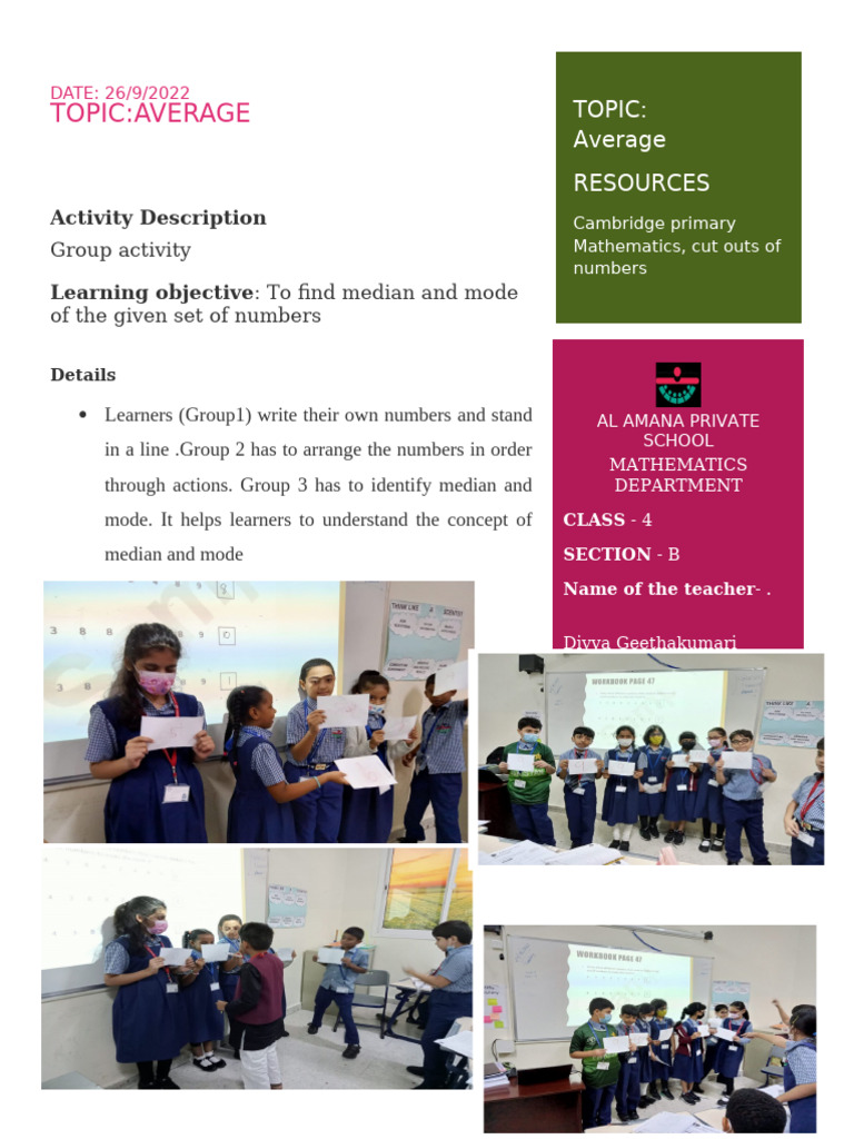 Activity Template - Grade 4 | PDF