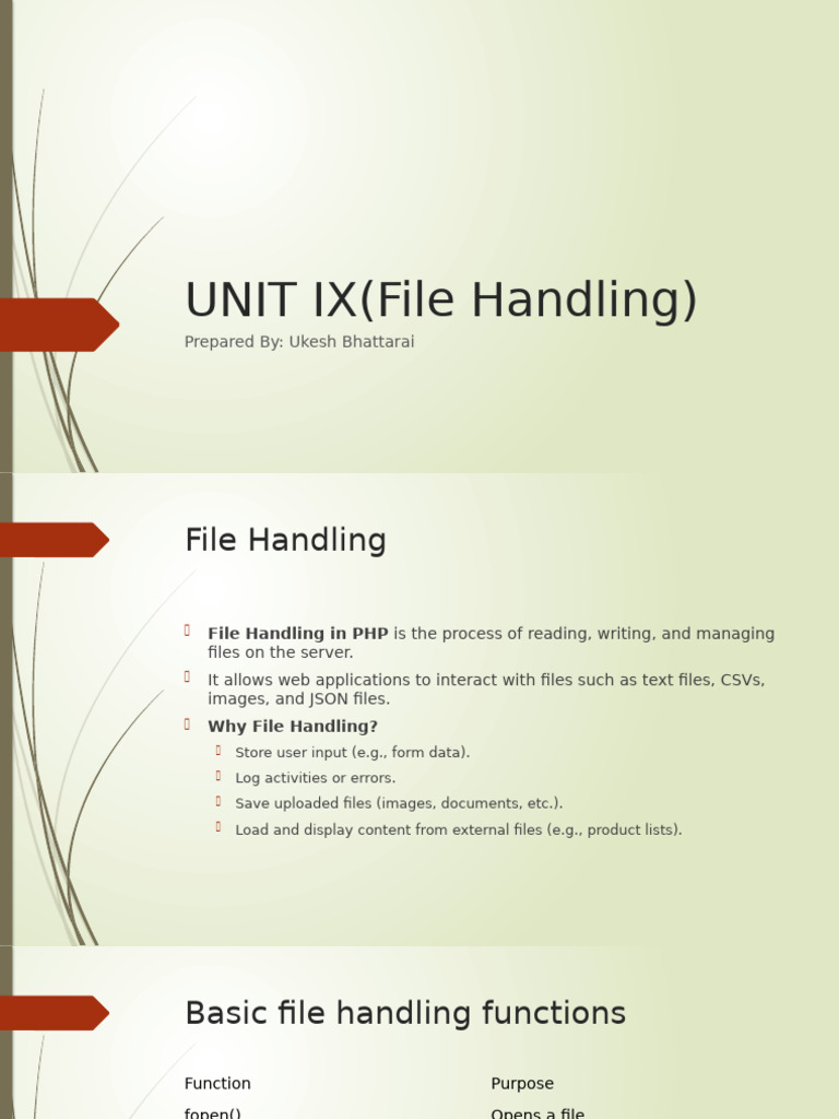 Unit IX (File Handling) | PDF