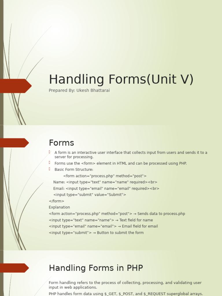 Unit V (Handling Forms) | PDF | Php | Computing
